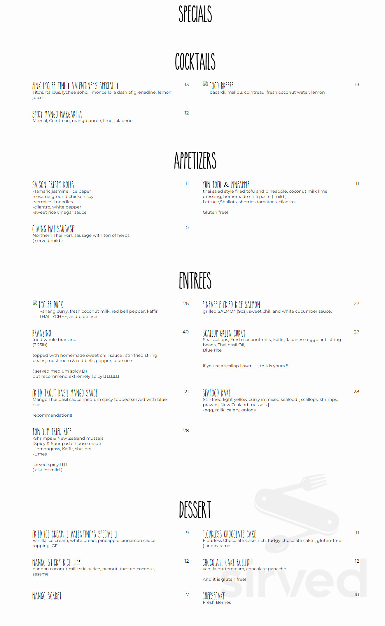 September in Bangkok menus in New Haven, Connecticut, United States