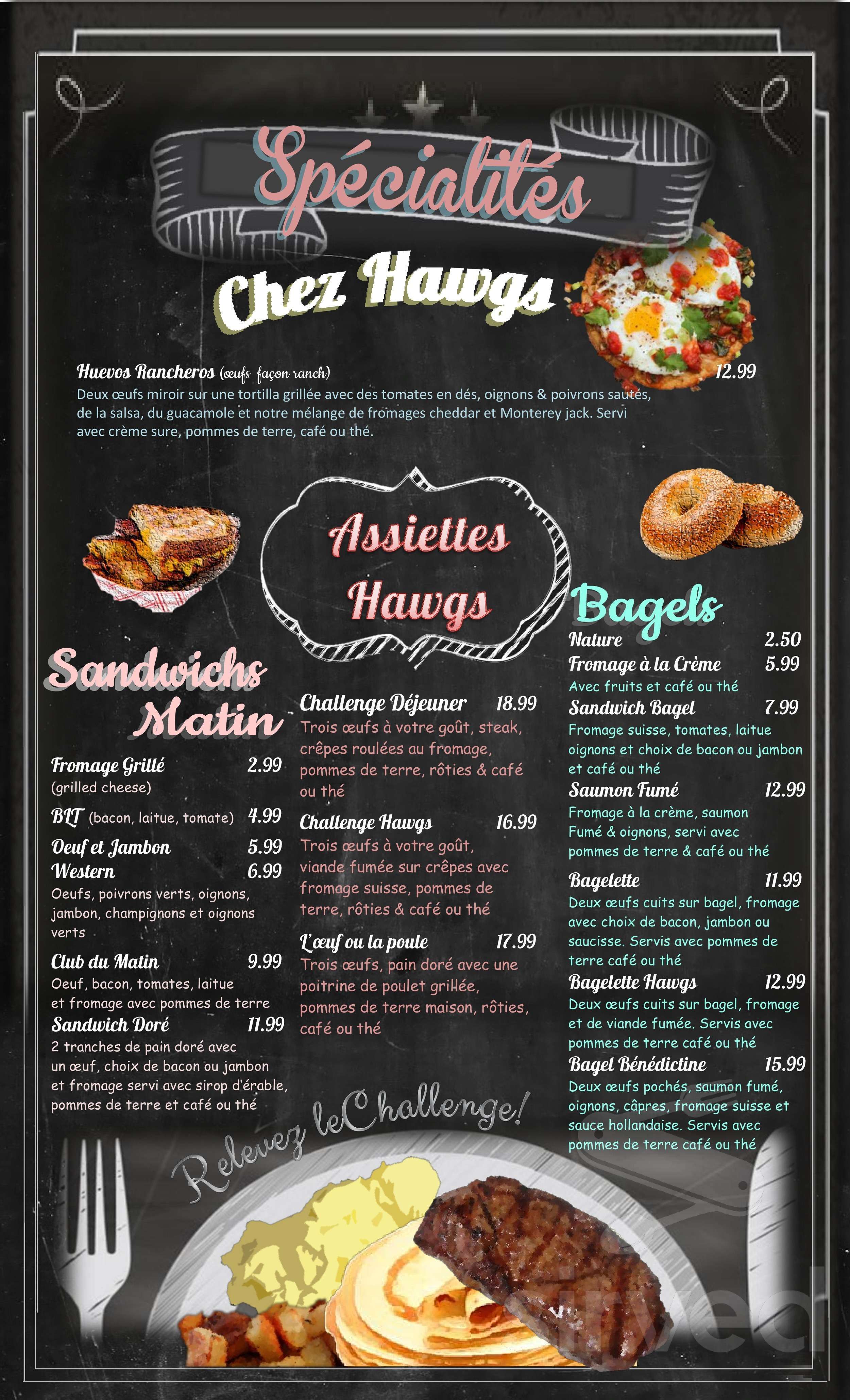 Hawgs Deli menu in Saint-Léonard, Quebec, Canada