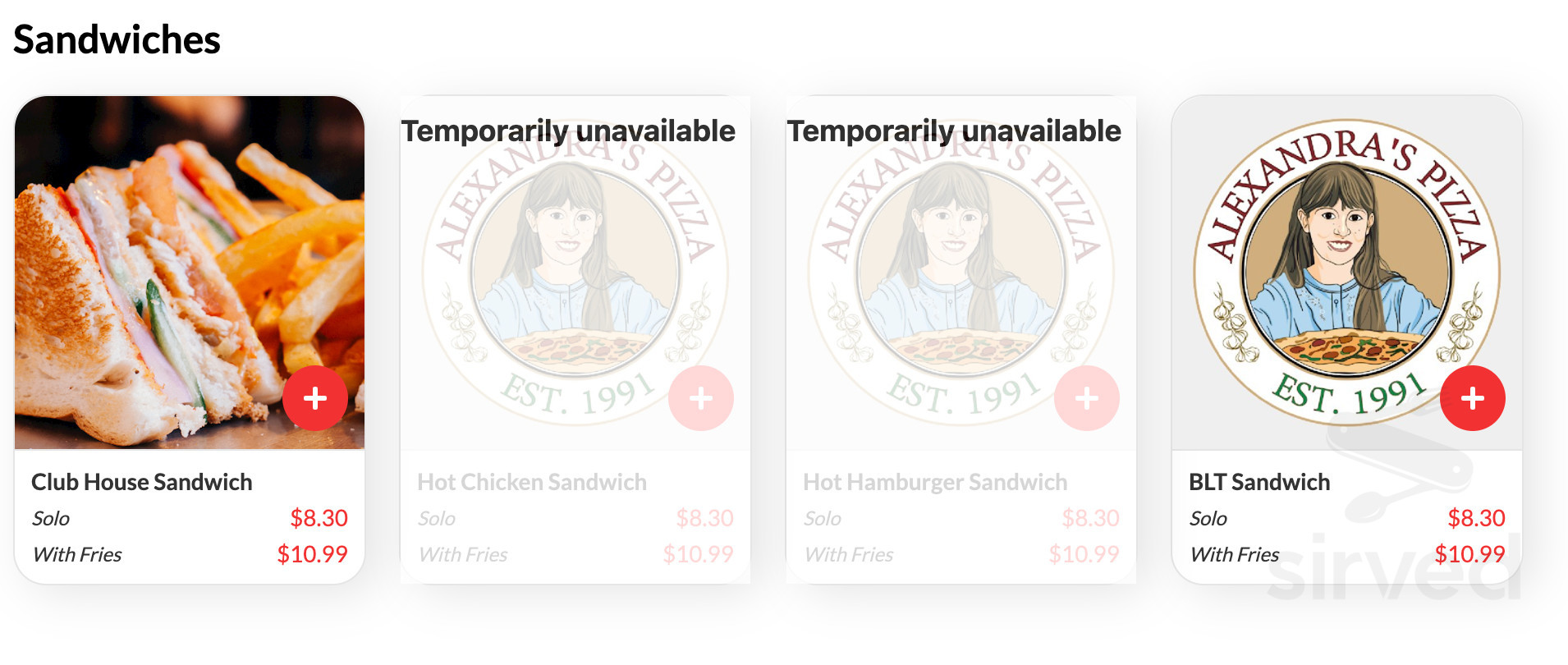Alexandra's Pizza Burnside menus in Dartmouth, Nova Scotia, Canada