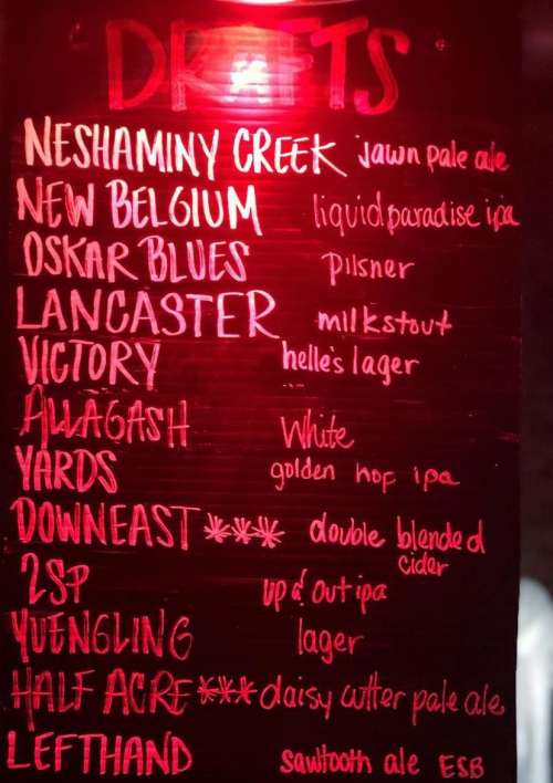 Buffalo Billiards menu in Philadelphia, Pennsylvania, USA