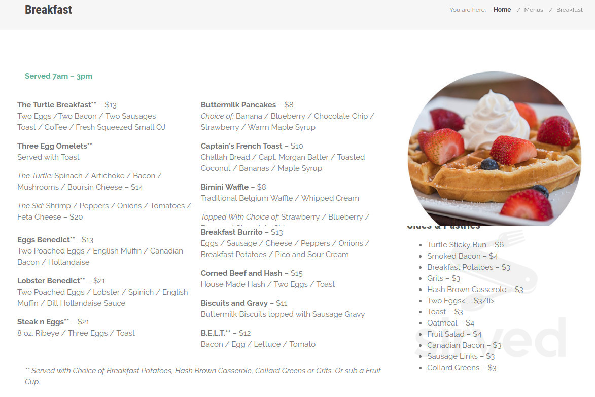 Menu - Islamorada FL's Green Turtle Inn | Sirved