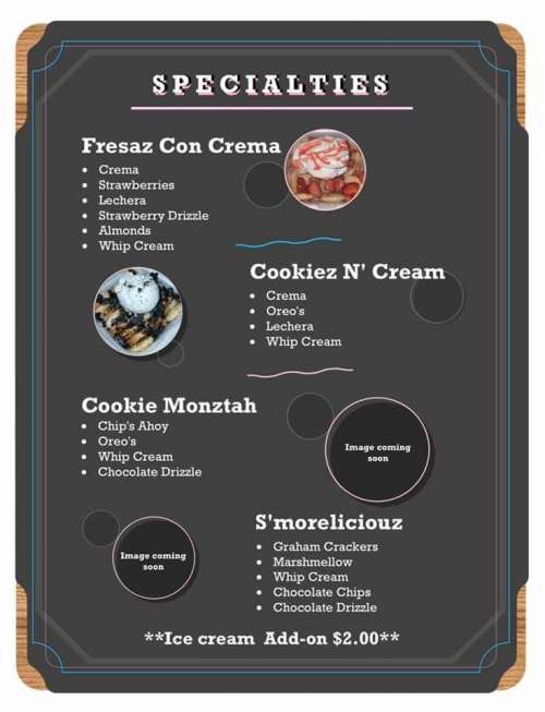 Mini Sweet Thangz menu in Denver, Colorado, USA