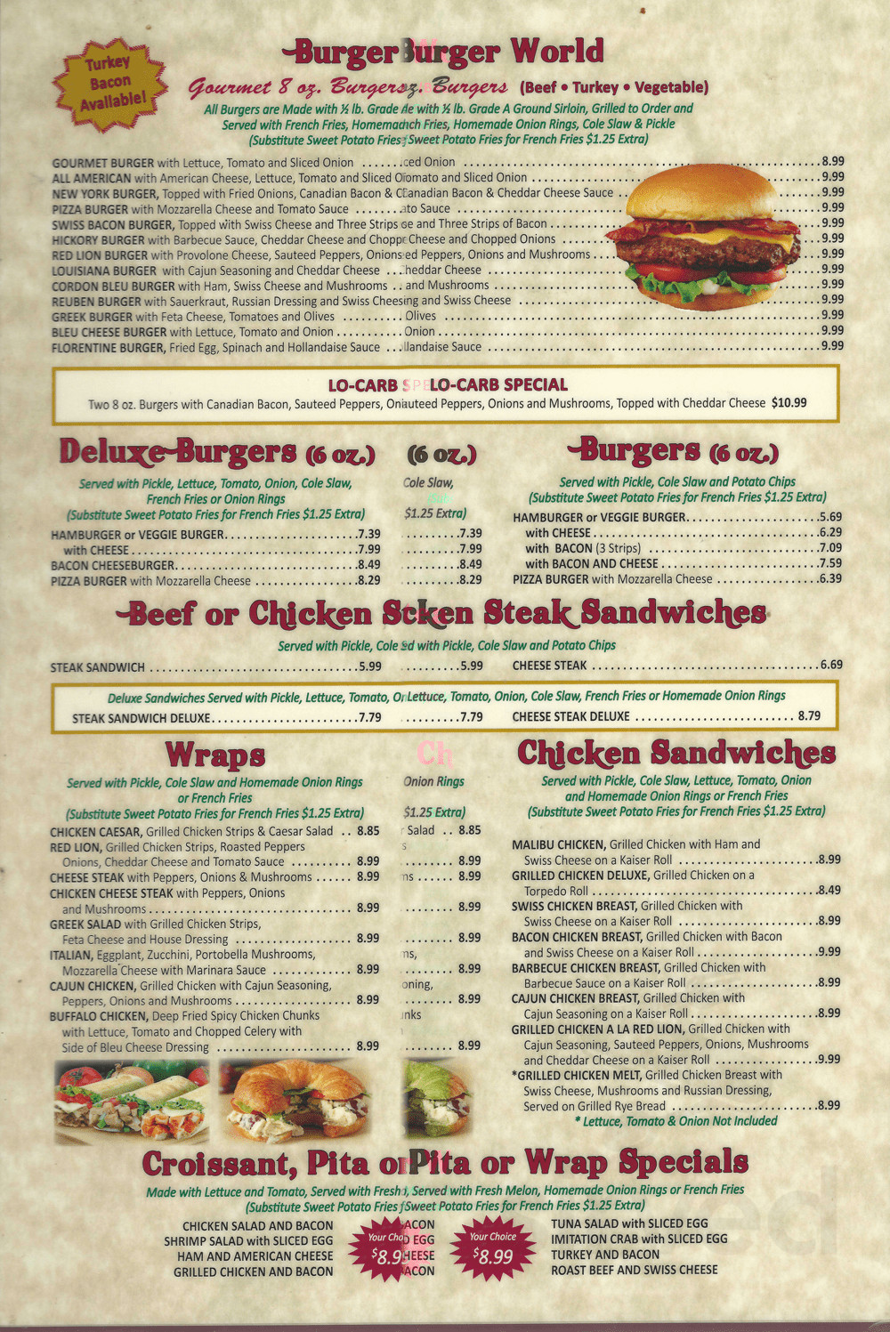 Red Lion Diner menu in Horsham, Pennsylvania, USA