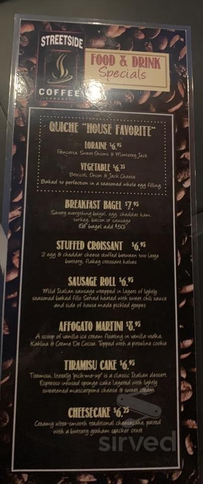 Street Side Coffee Company menu in Lake Havasu City, Arizona, USA