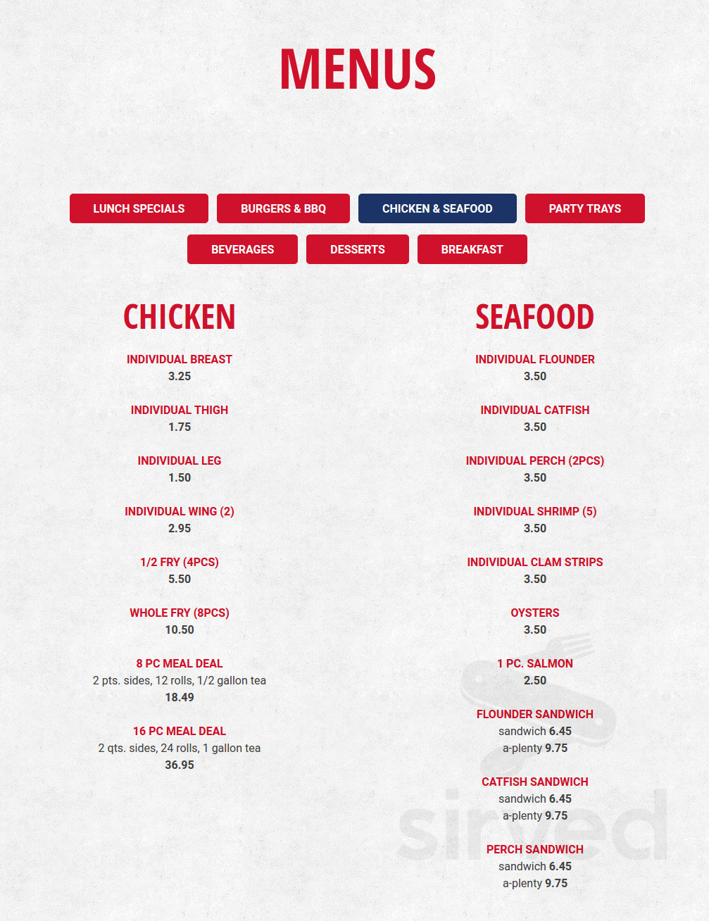 The Beacon Drive-in menu in Spartanburg, South Carolina, USA