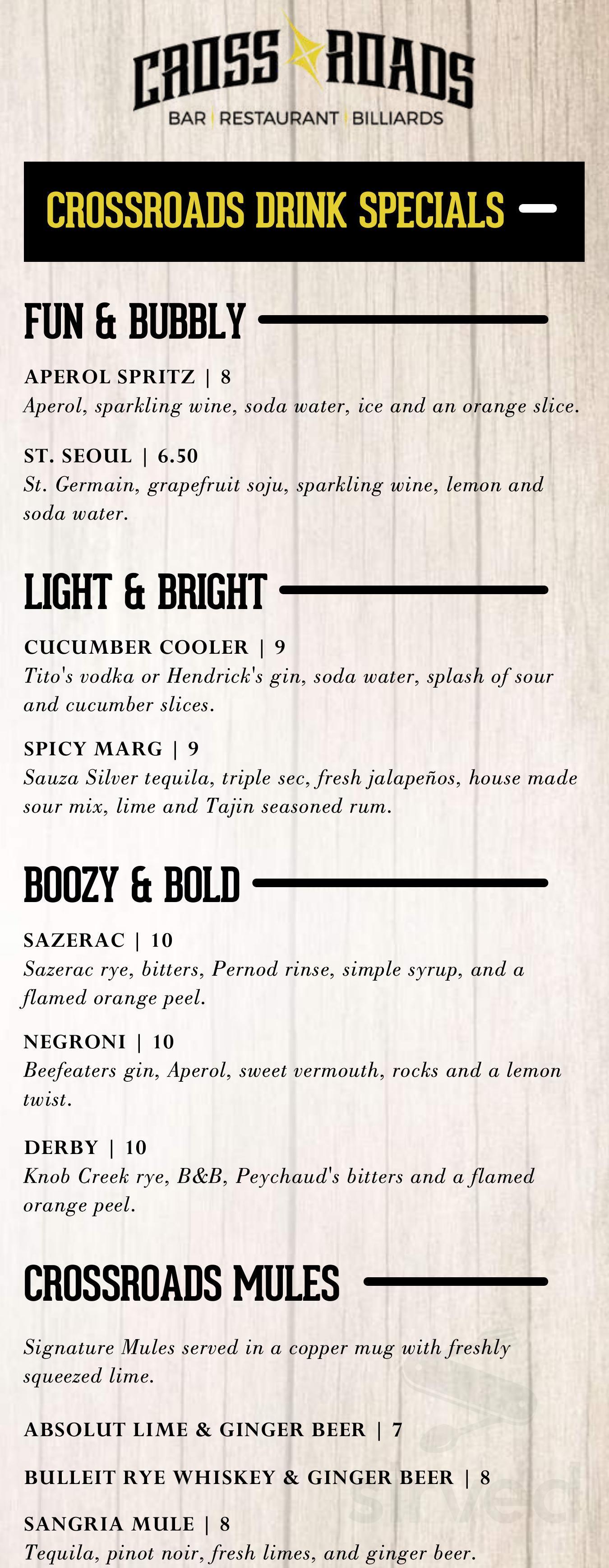 Menu - Chantilly VA's Crossroads | Sirved