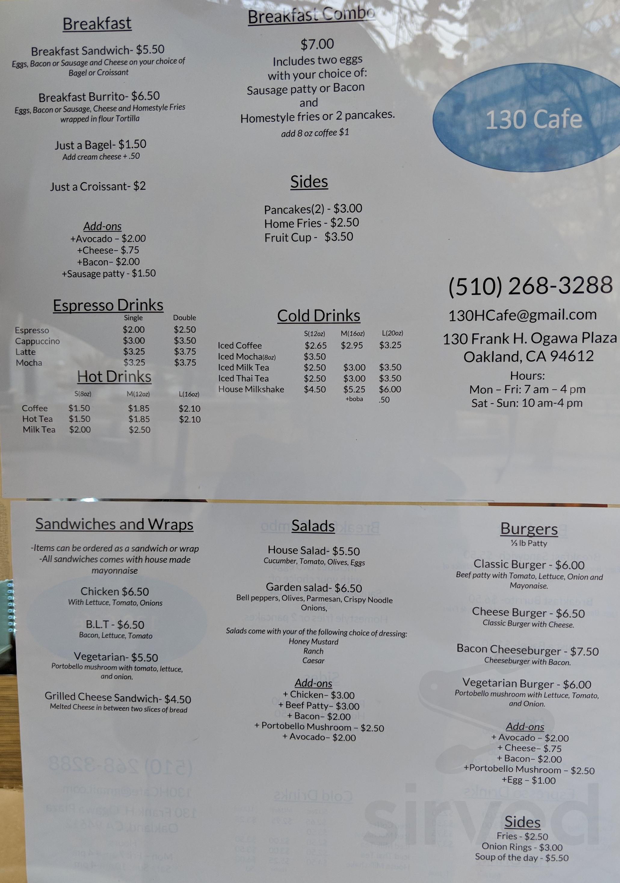 130 Cafe menus in Oakland, California, United States