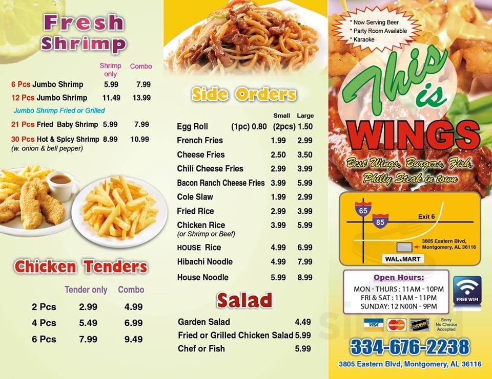 Menu - Montgomery AL's This Is Wings | Sirved