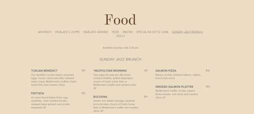 Menu for Sette Luna in Easton, PA | Sirved