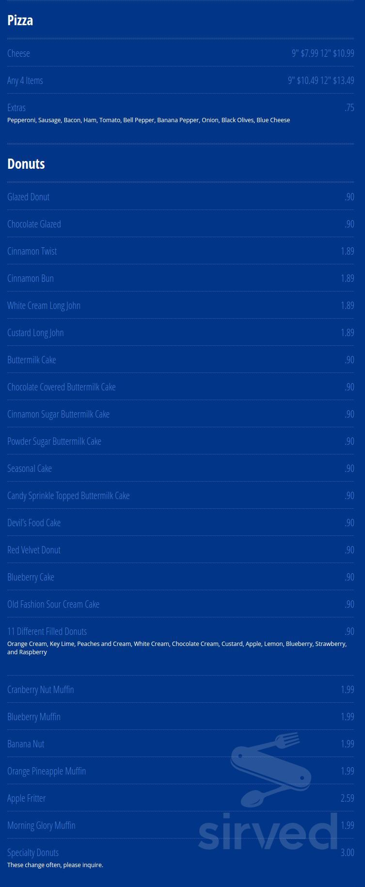 Thomas Donut & Snack Shop menu in Panama City Beach, Florida, USA