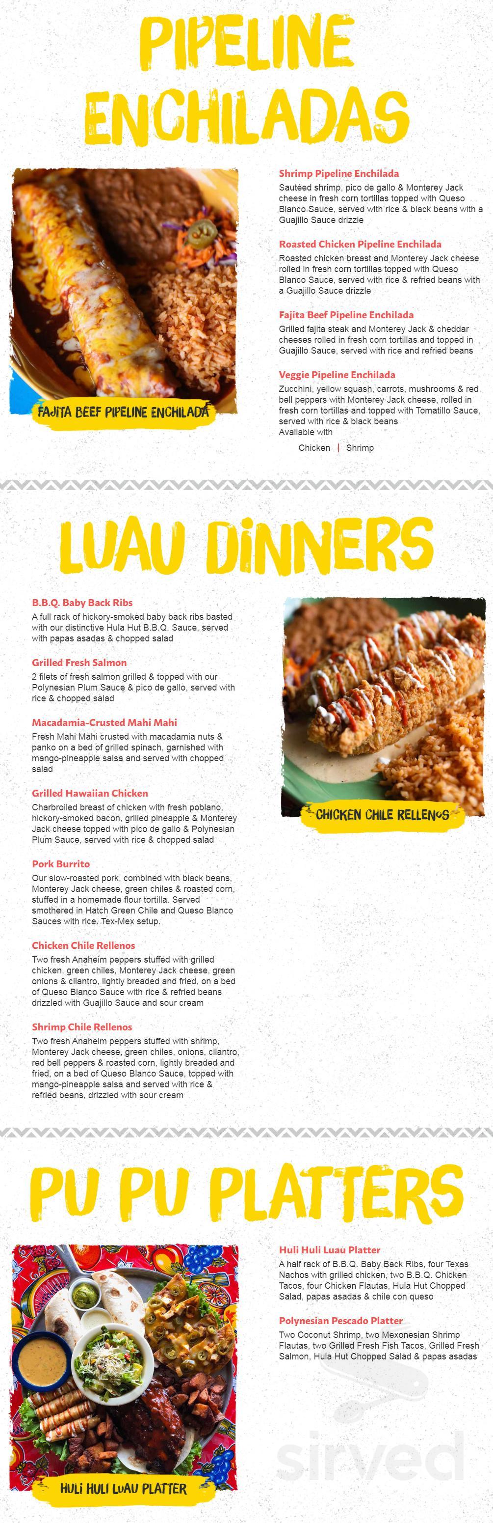 Hula Hut menu in Austin, Texas, USA