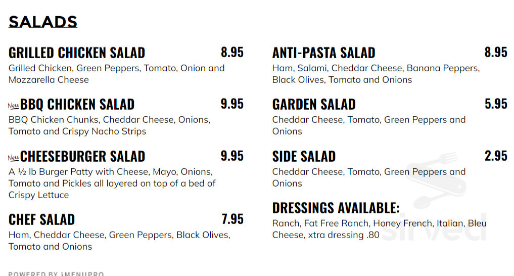 Menu - Deshler OH's Tiff's on Main | Sirved