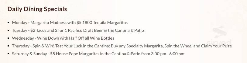 Table Mountain Grill & Cantina menu in Golden, Colorado, USA