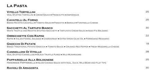 Luca Italian Cuisine Menu - Cleveland, Ohio | Sirved
