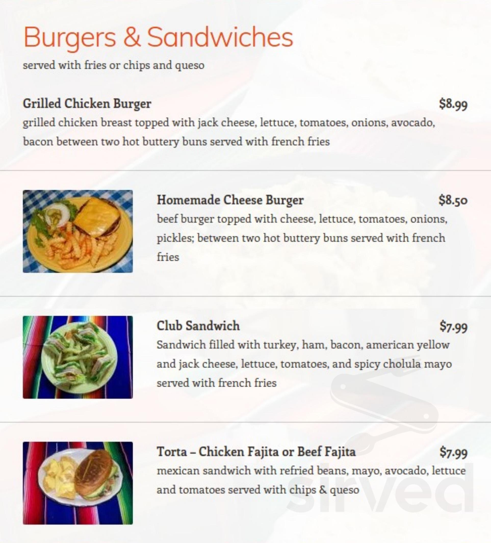 Tejas Taco House menu in Houston, Texas, USA