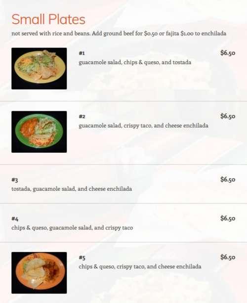 Tejas Taco House menu in Houston, Texas, USA