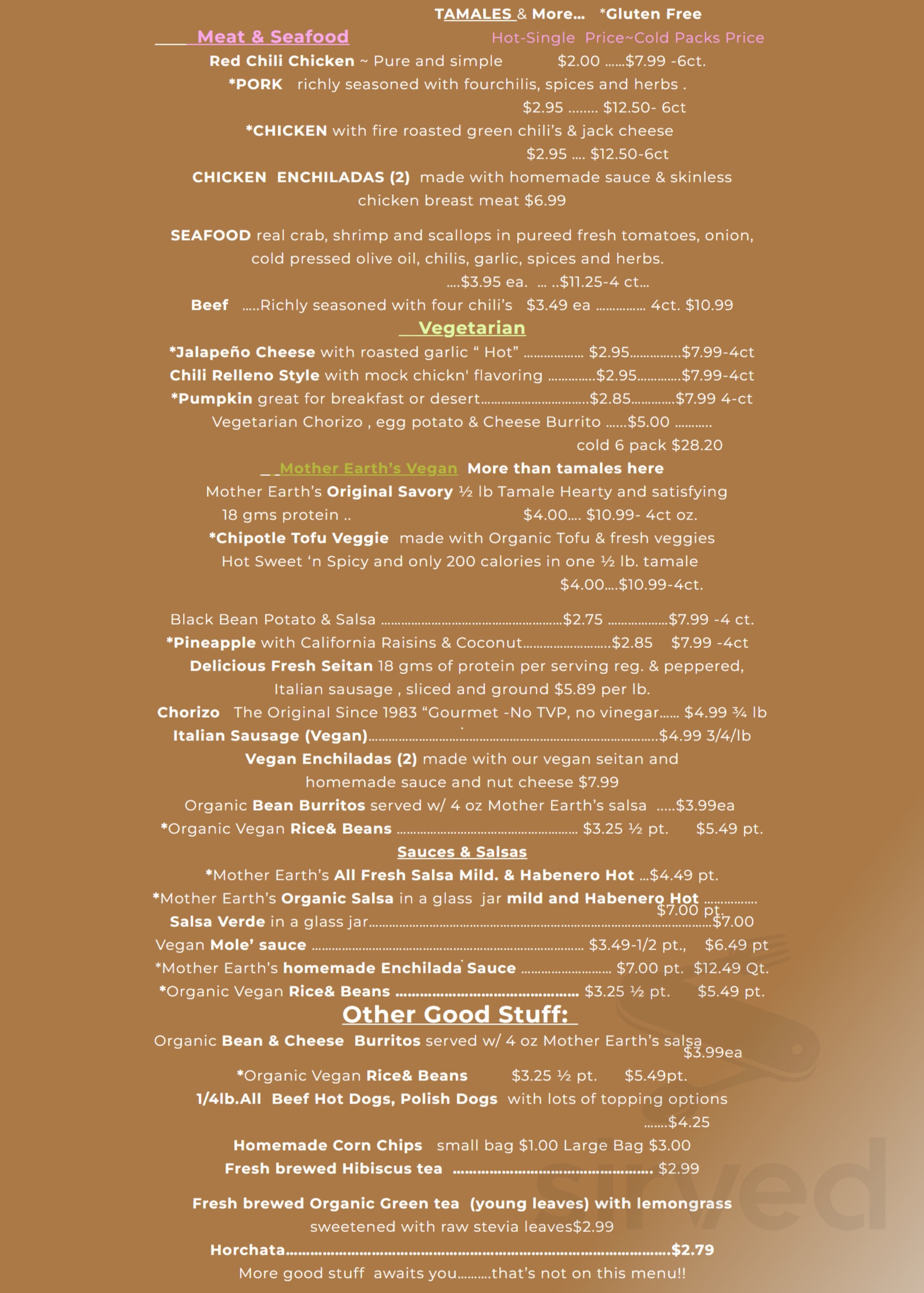 Menu - Sacramento CA's Emma’s Tamales | Sirved