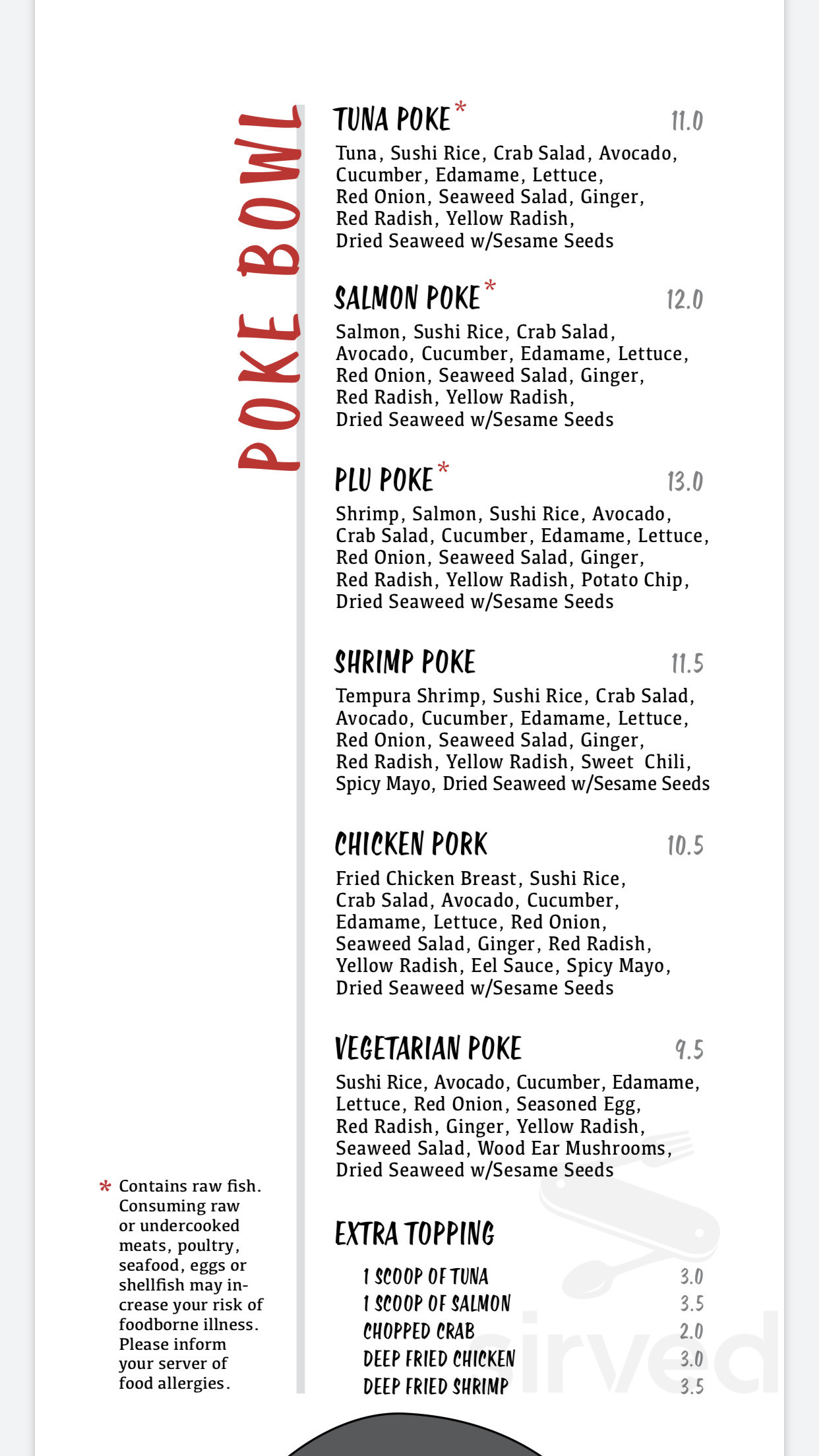 ZEN Ramen & Sushi Burrito menu in Lakewood, Washington, USA