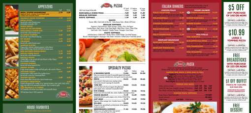 Menu for Rosa's Italian Ristorante Pizzeria in Chester, VA | Sirved