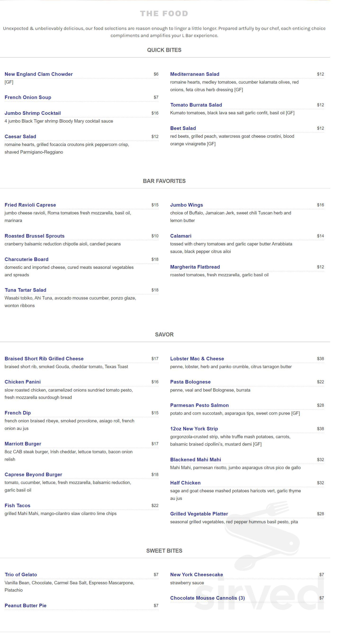 L BAR menus in Hartford, Connecticut, United States