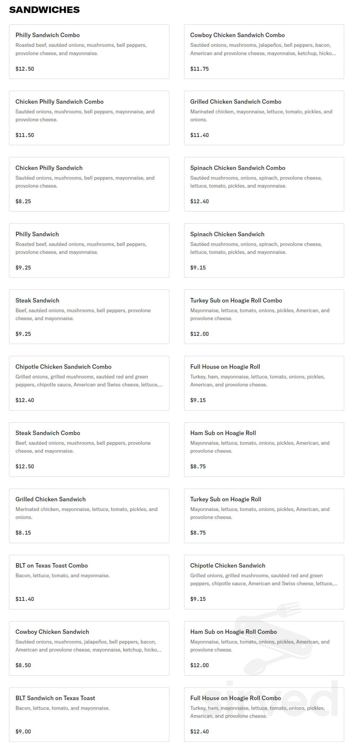 JIMMY'S BIG BURGERS menu in Arlington, Texas, USA