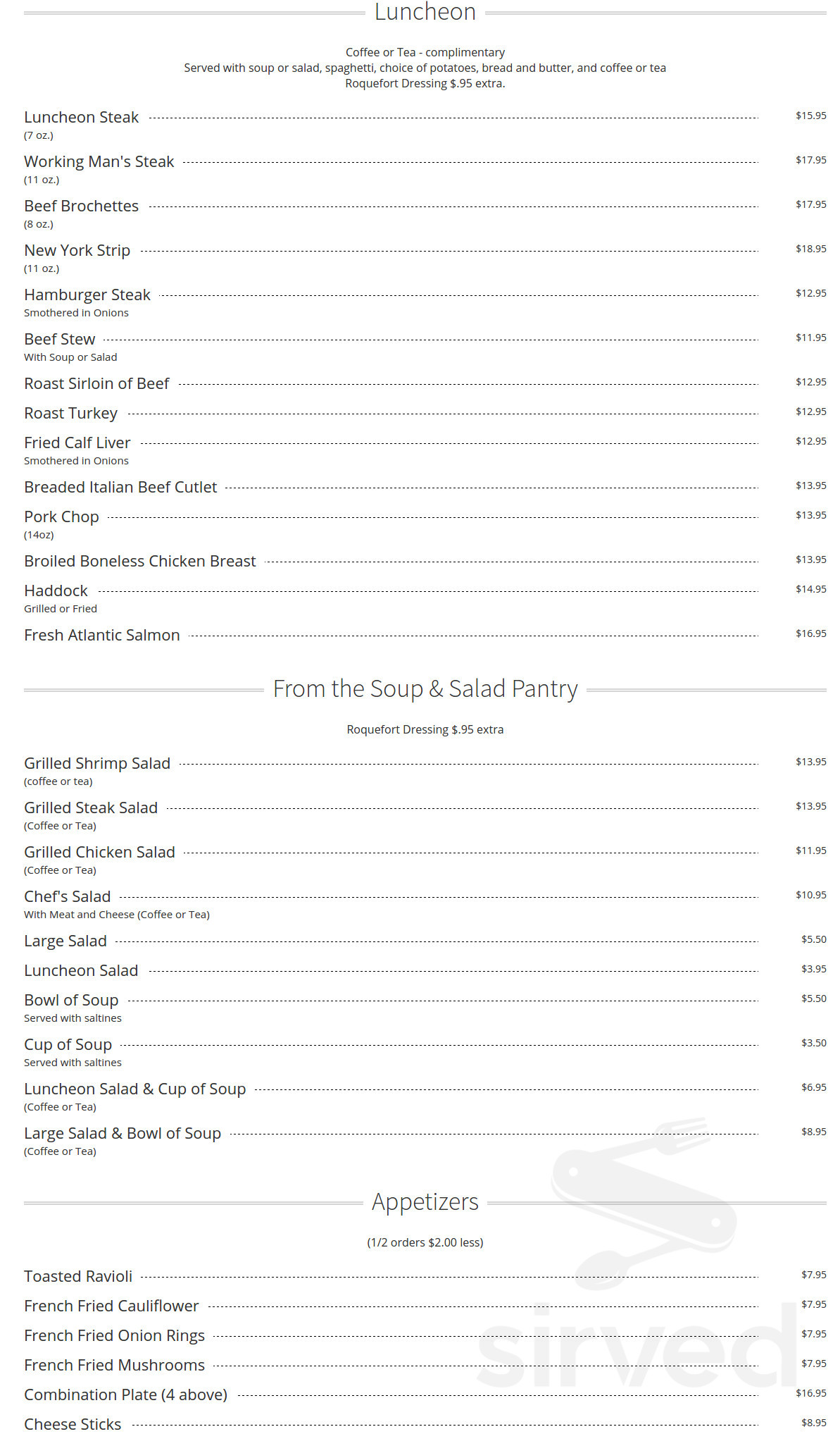 Menu for Cascio's Steakhouse in Omaha, NE | Sirved