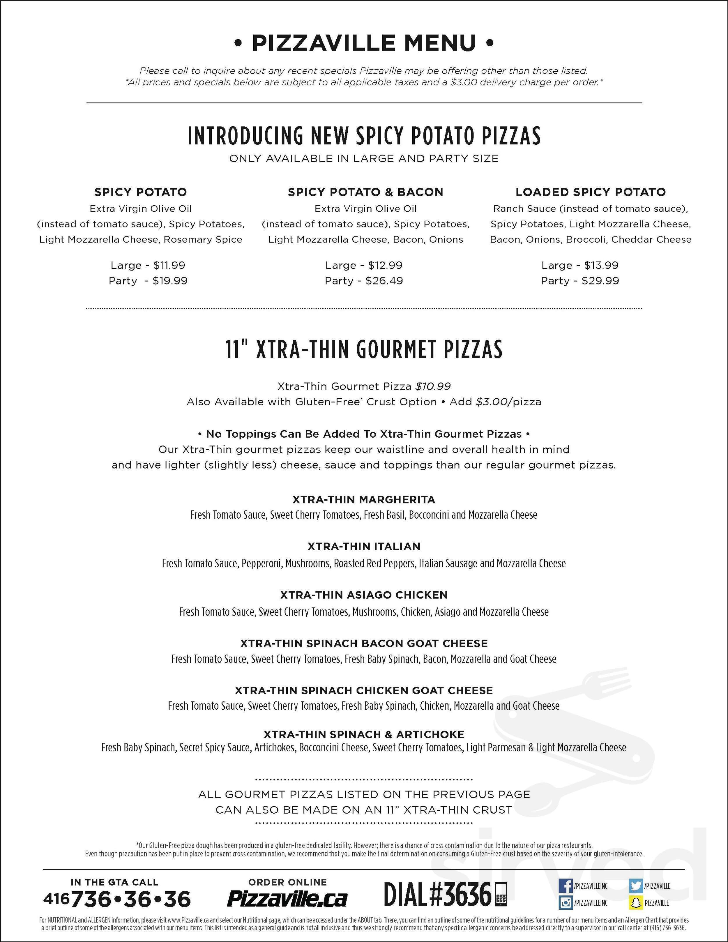 Menu - Midland ON's Pizzaville | Sirved