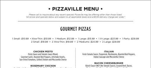 Menu for Pizzaville - Mississauga, ON | Sirved