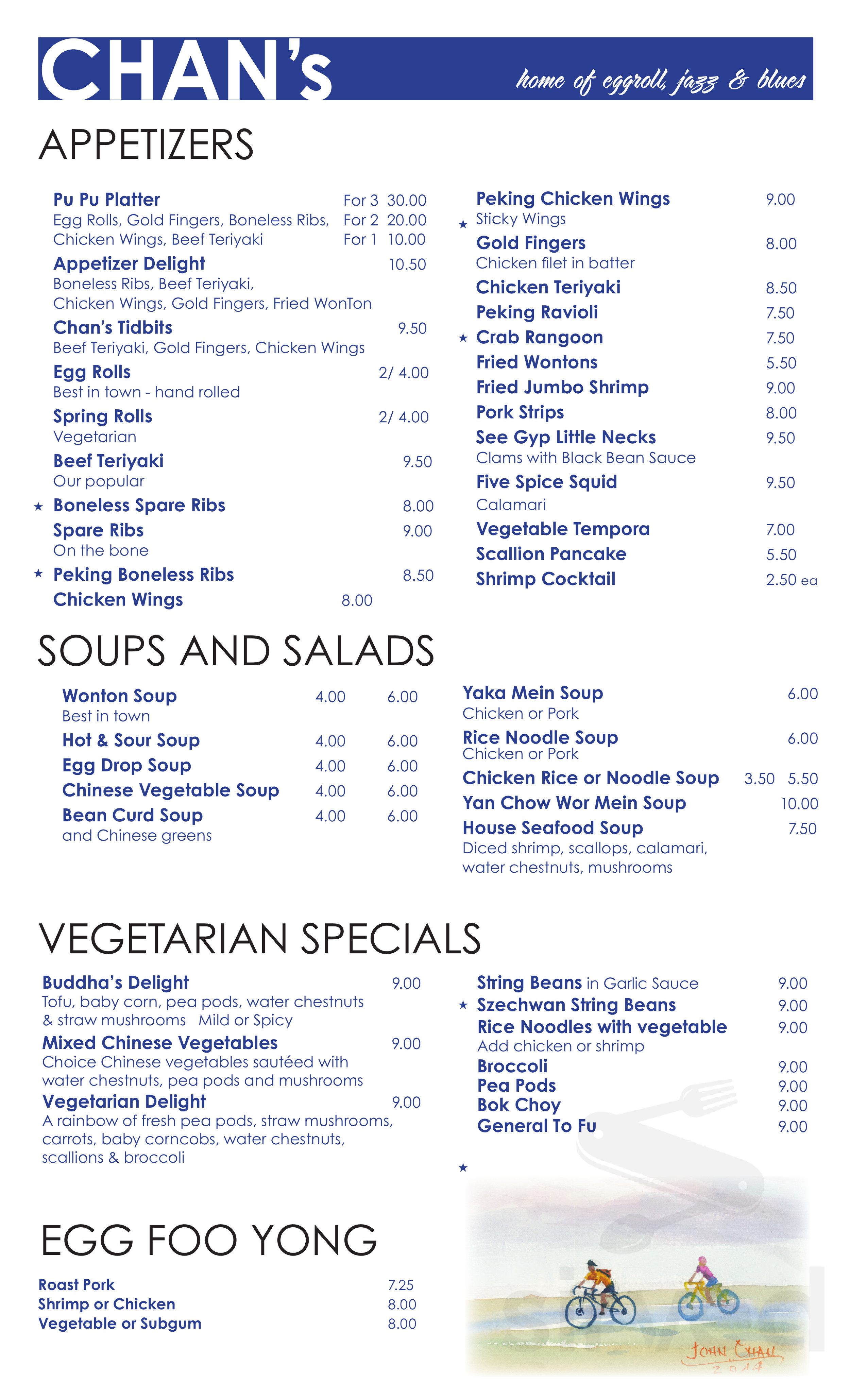 Chan's Fine Oriental Dining menu in Woonsocket, Rhode Island, USA