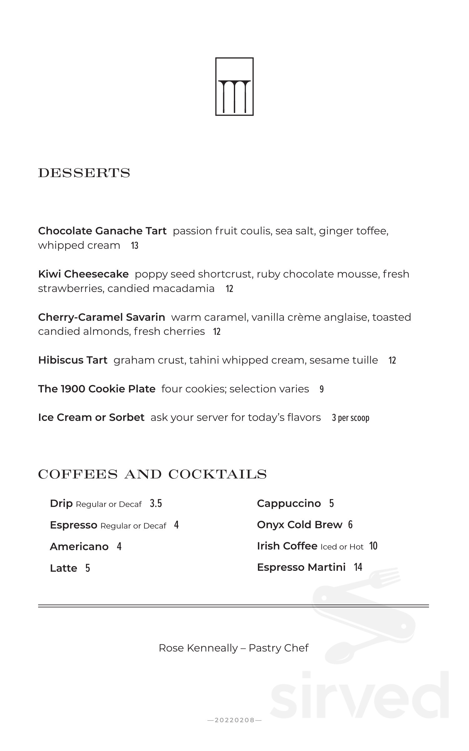The Restaurant at 1900 menu in Mission Woods, Kansas, USA