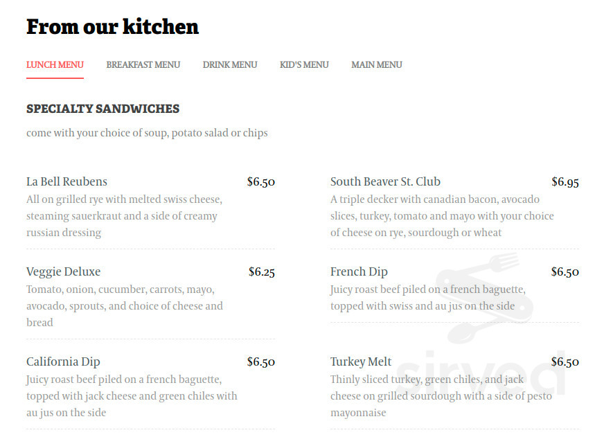 Brandy's Cafe menu in Flagstaff, Arizona, USA