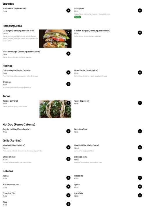 DG Food Truck menu in Miami, Florida, USA