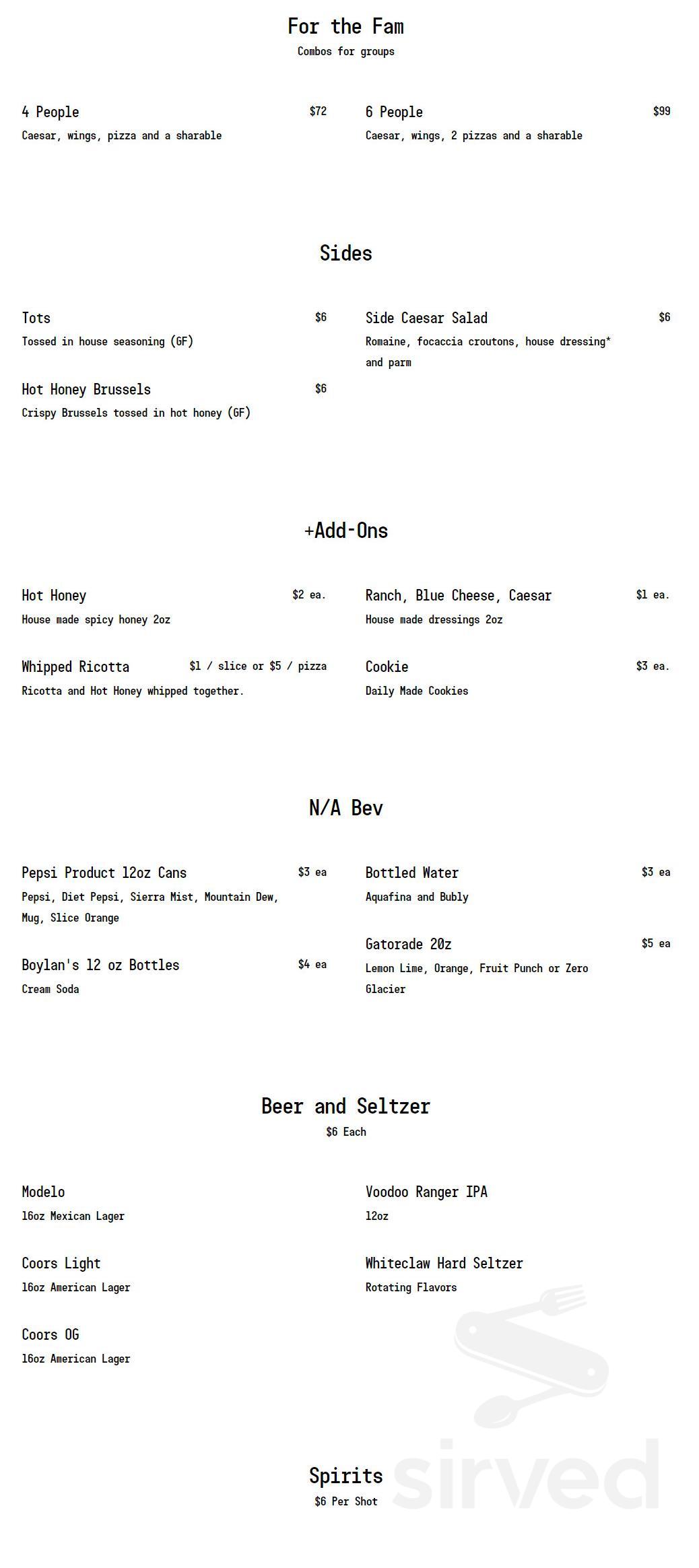 Alpine Pizza Company menu in Vail, Colorado, USA