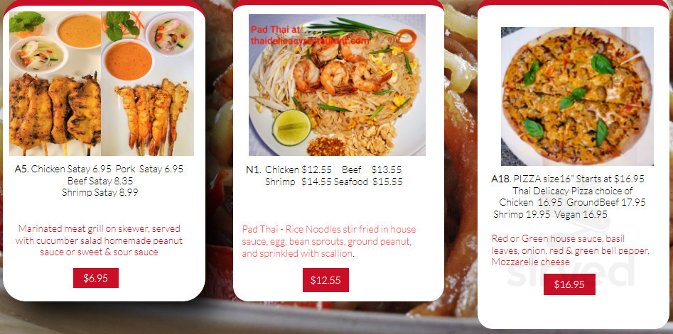 Thai Delicacy Restaurant menu in Tyngsborough, Massachusetts, USA