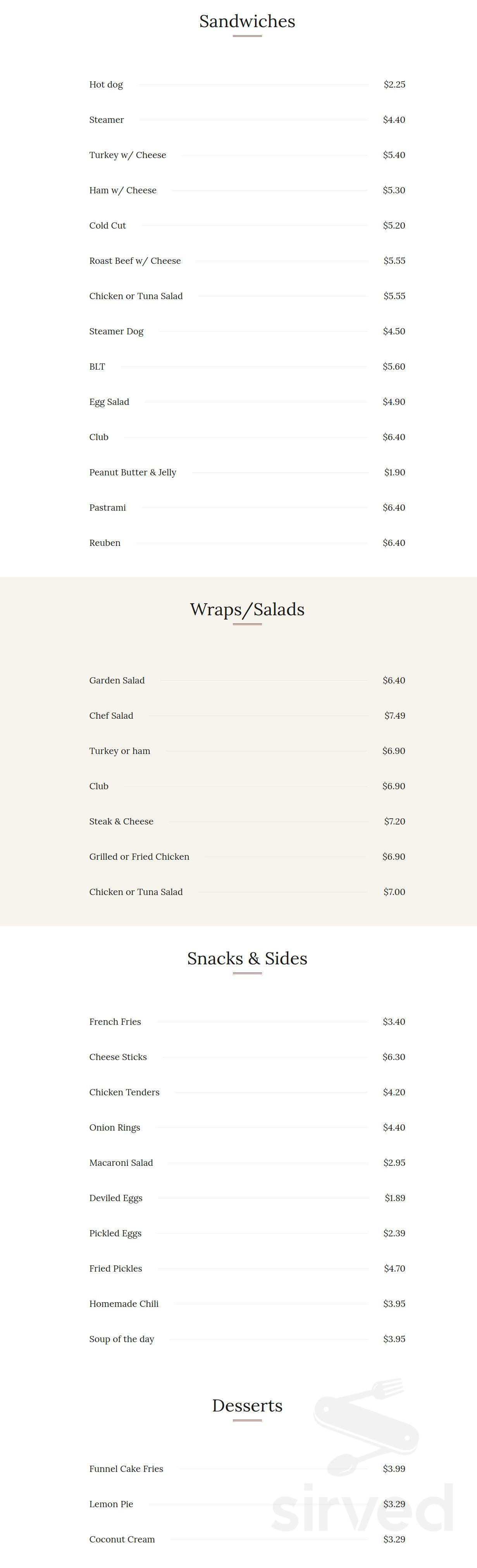 Hartle's Subs menus in Hagerstown, Maryland, United States