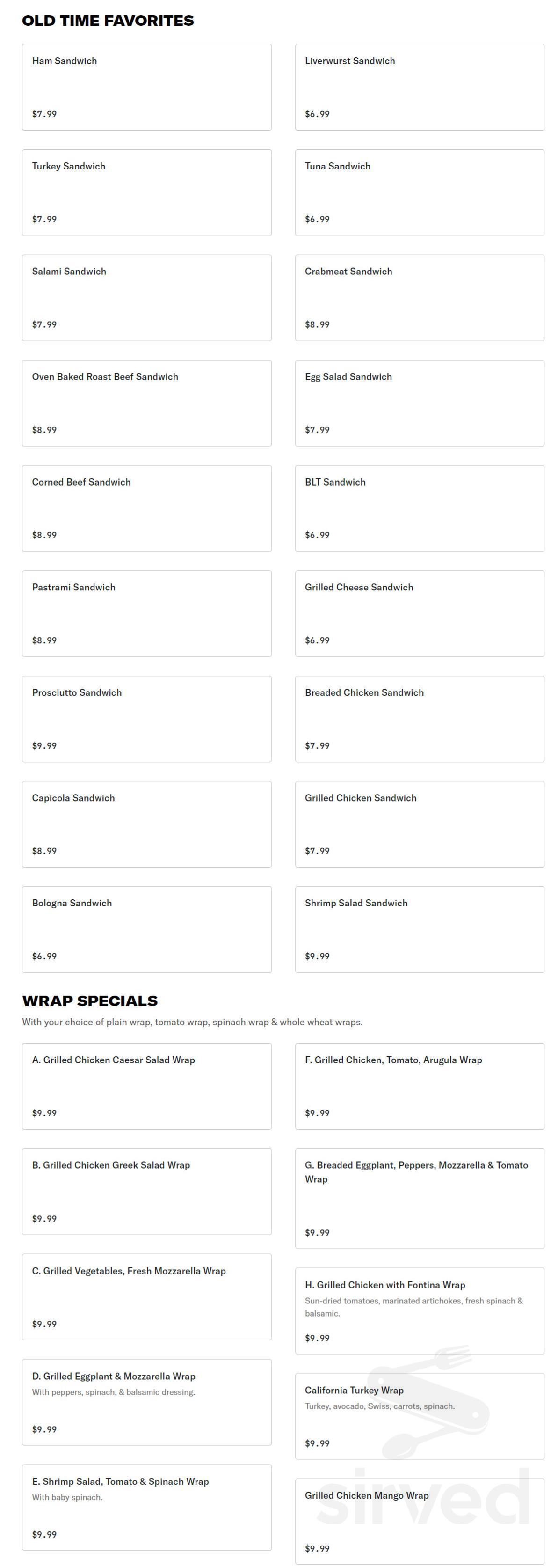 Piccolo Gourmet menu in New Hyde Park, New York, USA