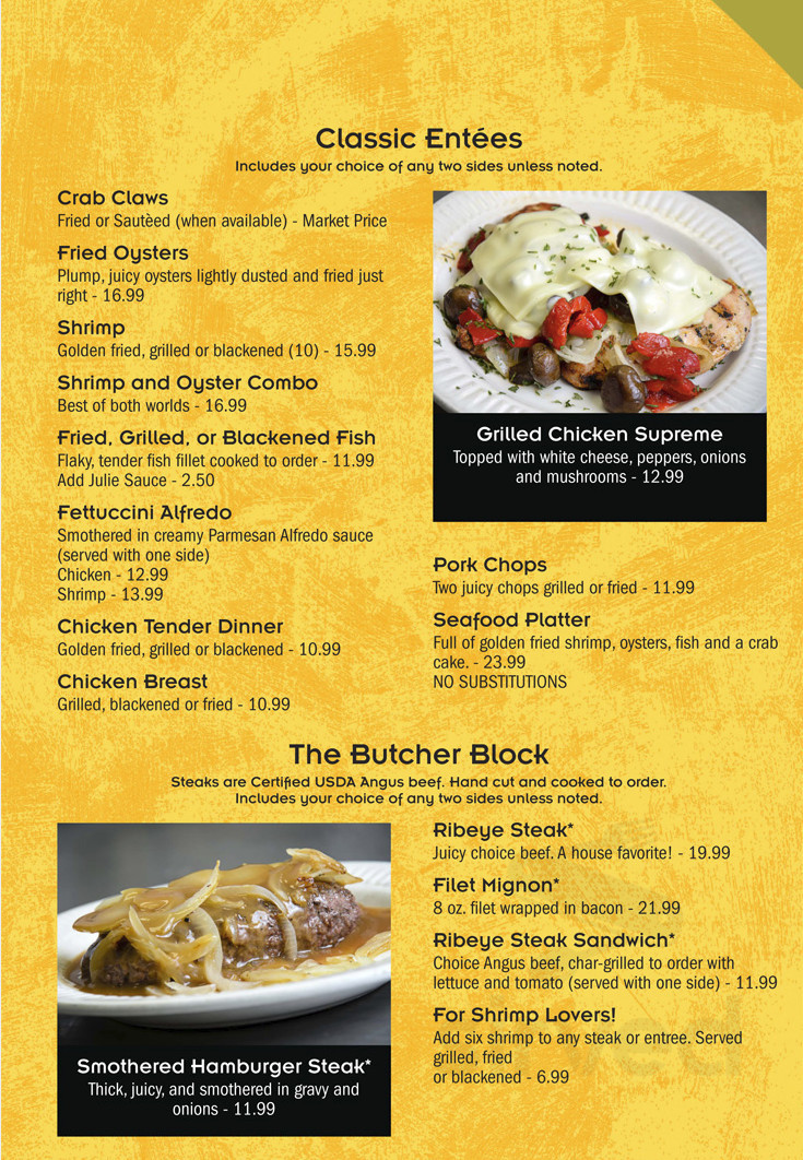 Judy's Place menu in Mobile, Alabama, USA