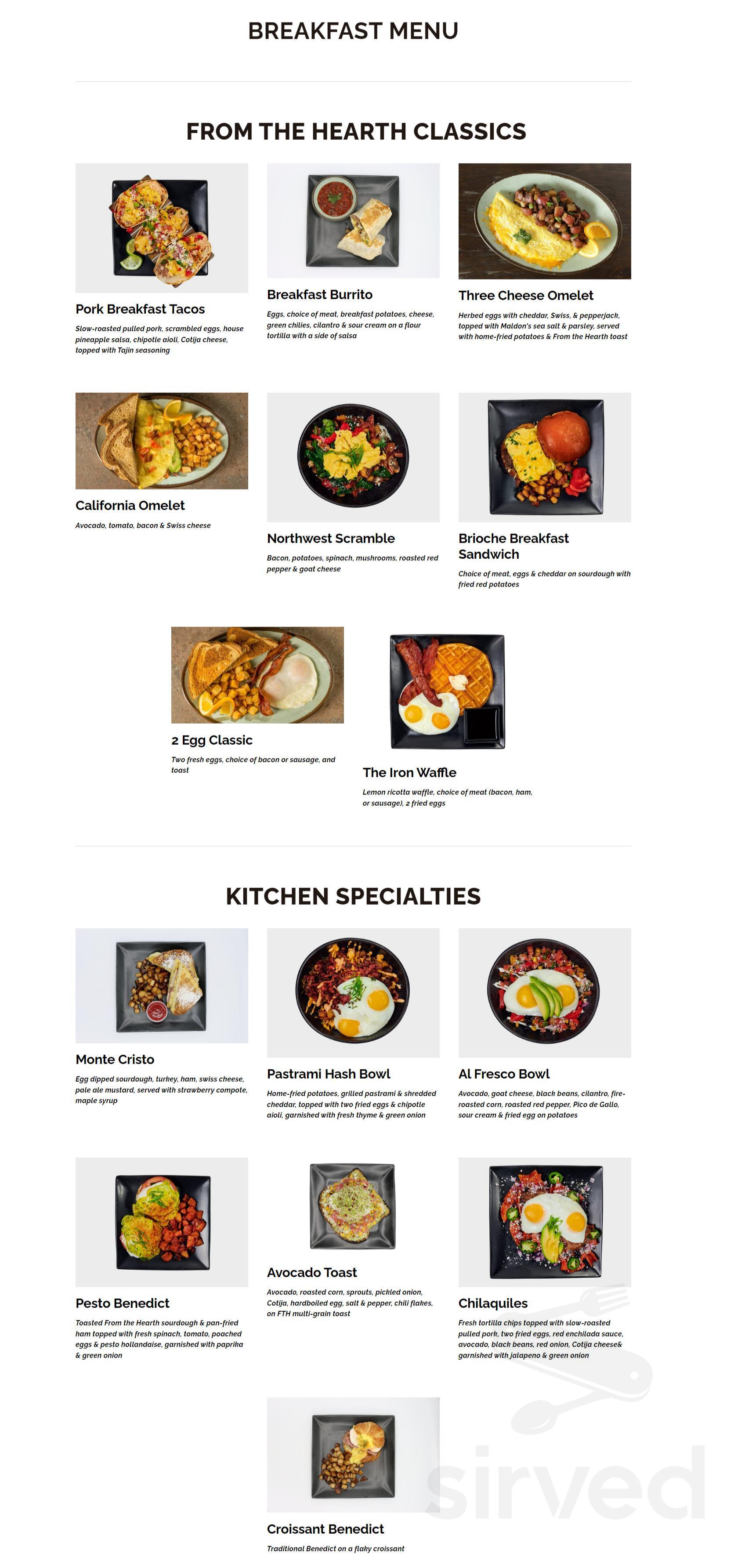 From the Hearth Cafe menu in Redding, California, USA