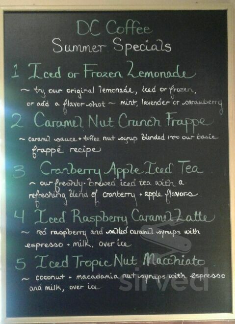 Menu for DC Coffee & Tea Co in Mifflinburg, PA | Sirved