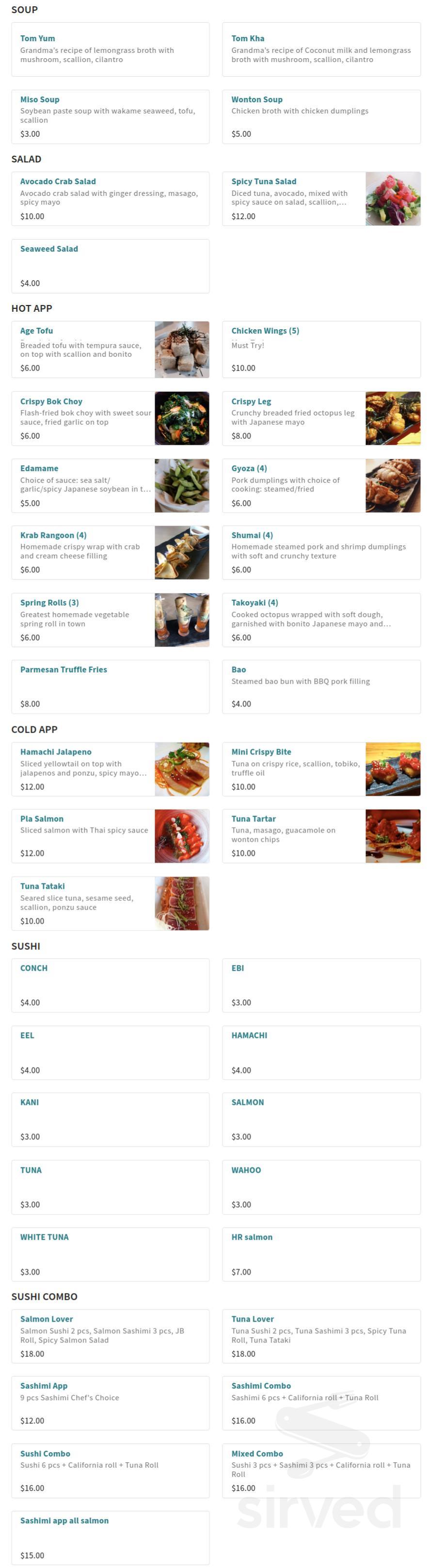 Lucky Cat Street Eatery menu in Fort Lauderdale, Florida, USA