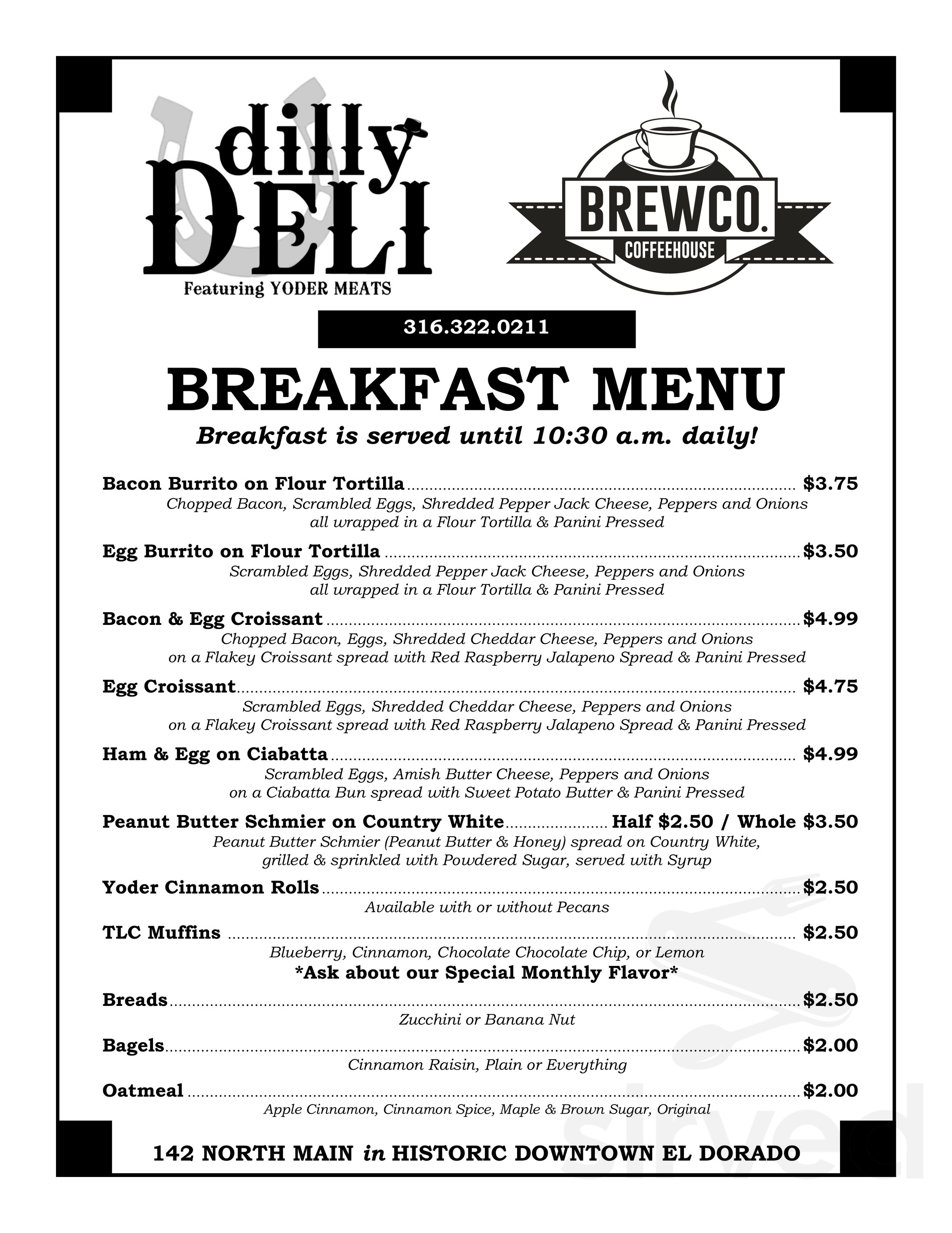 BrewCo. Coffeehouse & Dilly Deli menu in El Dorado, Kansas, USA