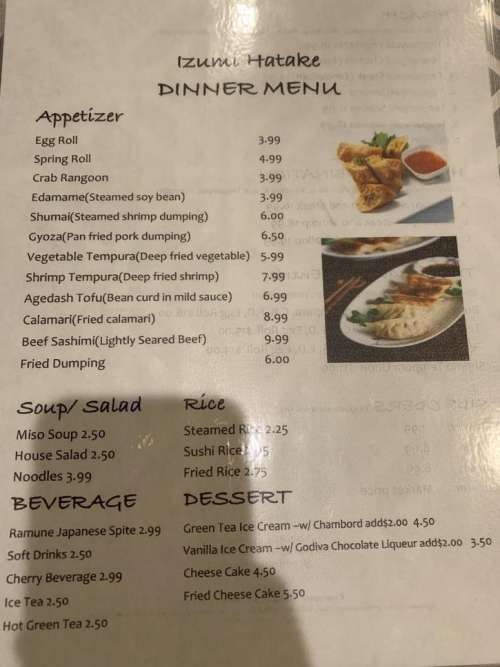 Izumi Hatake menu in Springfield, Missouri, USA