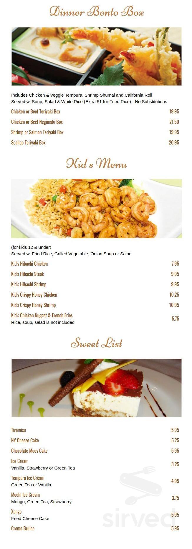 Fuji Sushi & Hibachi menu in Muncie, Indiana, USA