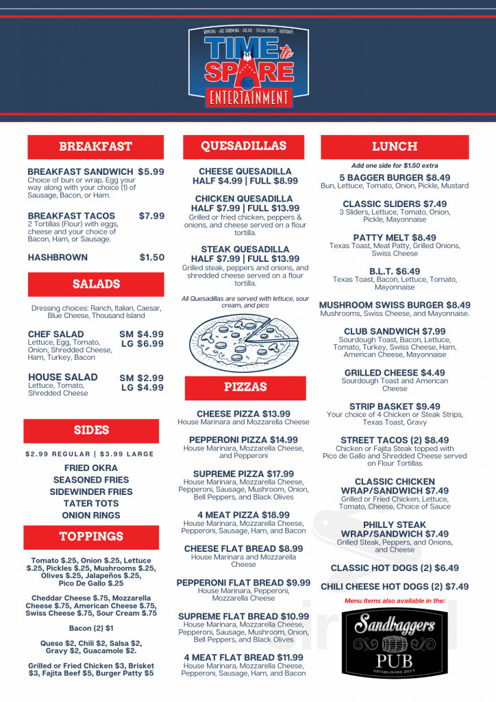 Time to Spare Entertainment menus in Conroe, Texas, United States