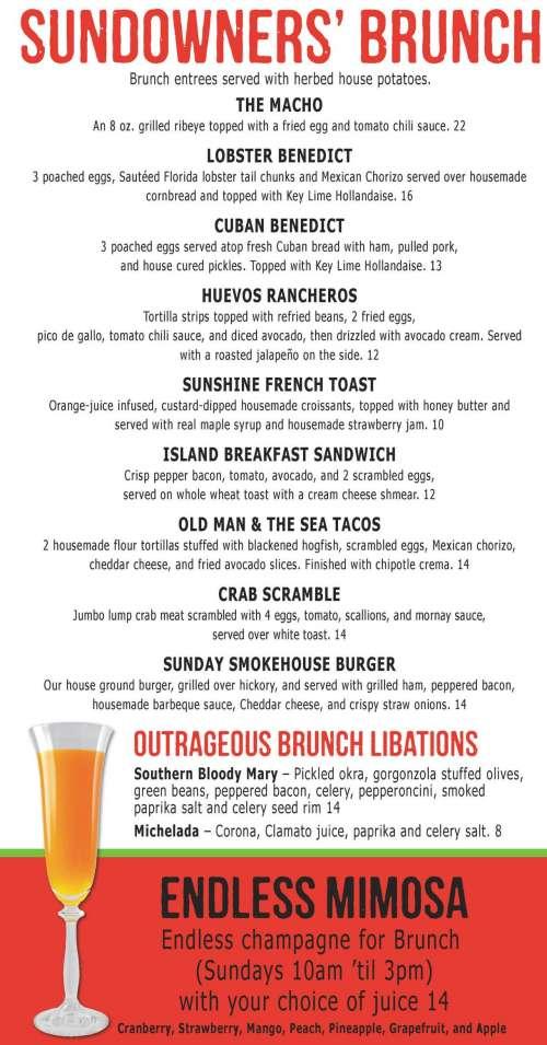 Sundowners menu in Key Largo, Florida, USA