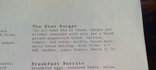 Menu for The Wren in Toronto, ON | Sirved