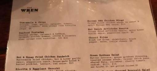 Menu for The Wren in Toronto, ON | Sirved