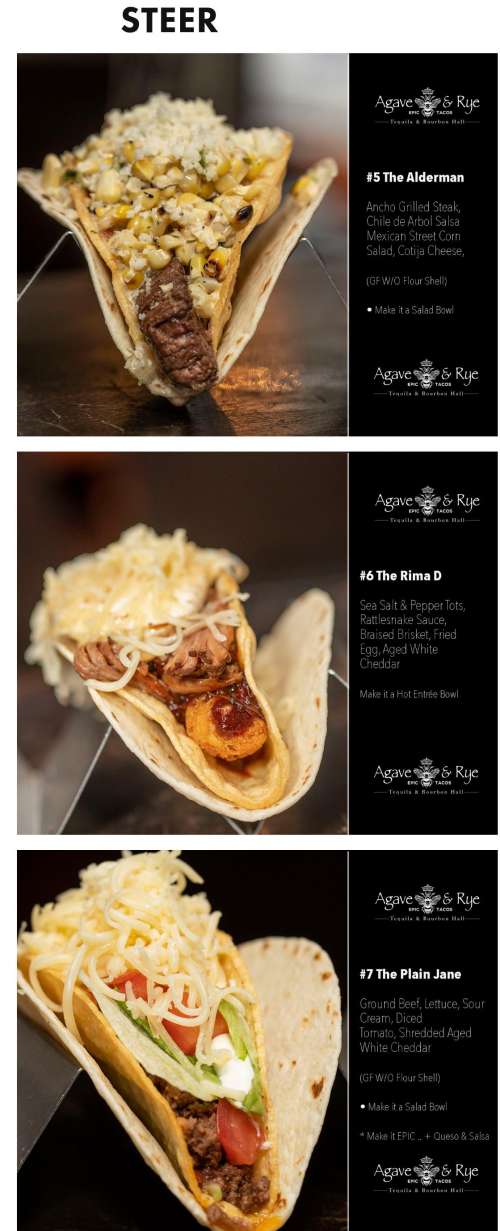 Agave & Rye menu in Chattanooga, Tennessee, USA