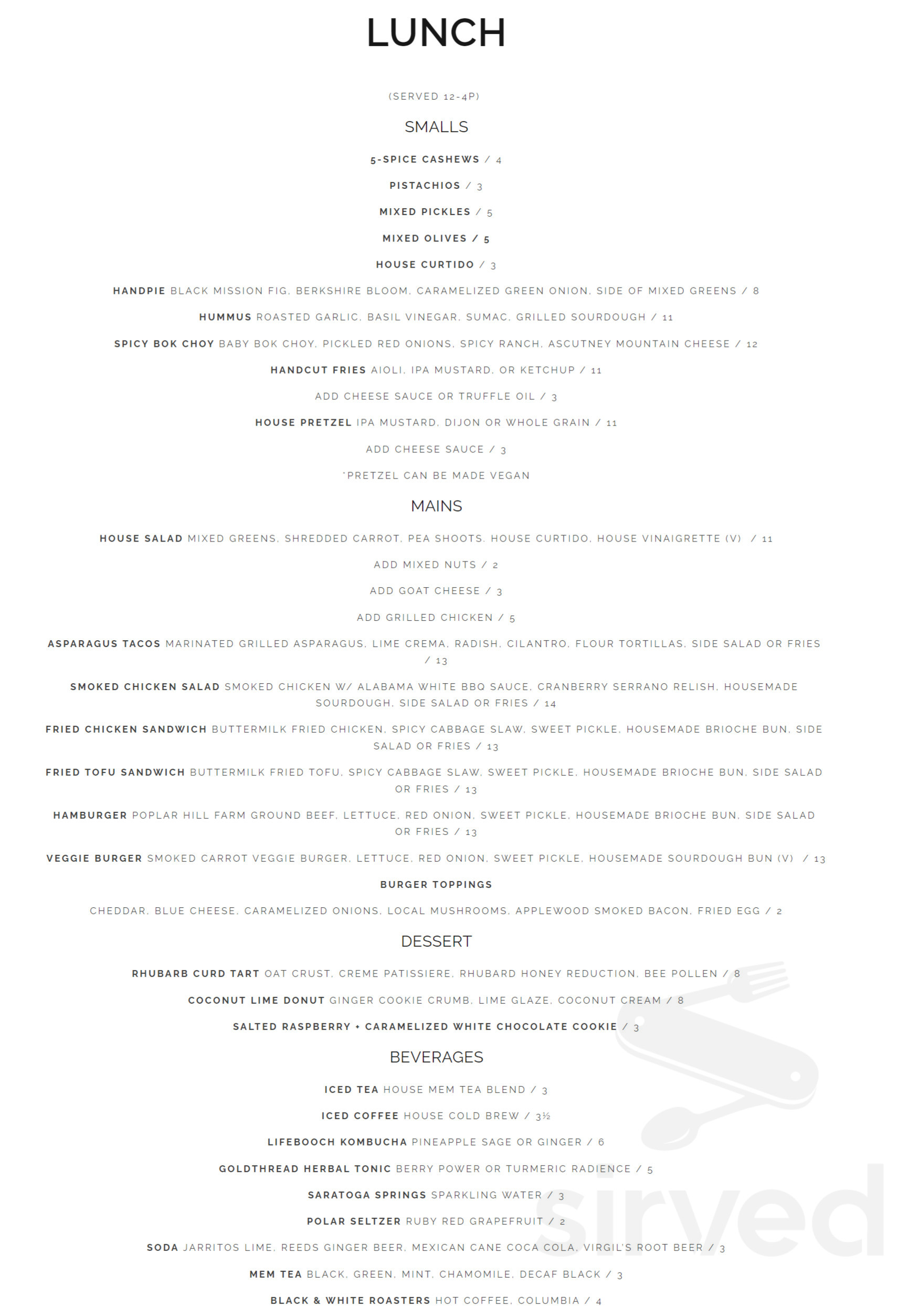 The Dirty Truth menu in Northampton, Massachusetts, USA