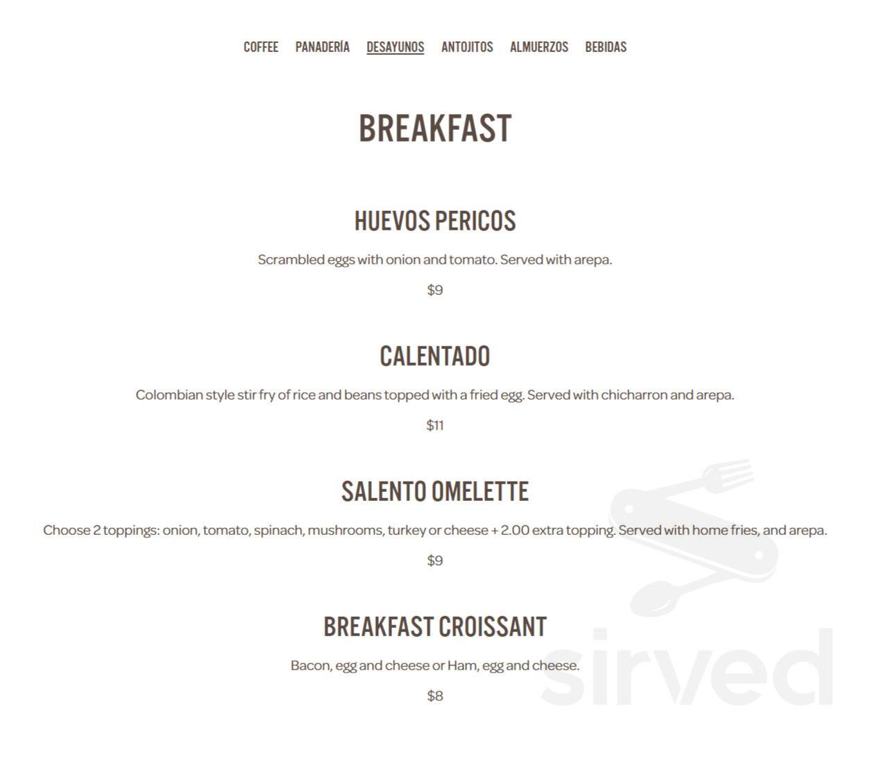 Salento menu in New York, New York, USA